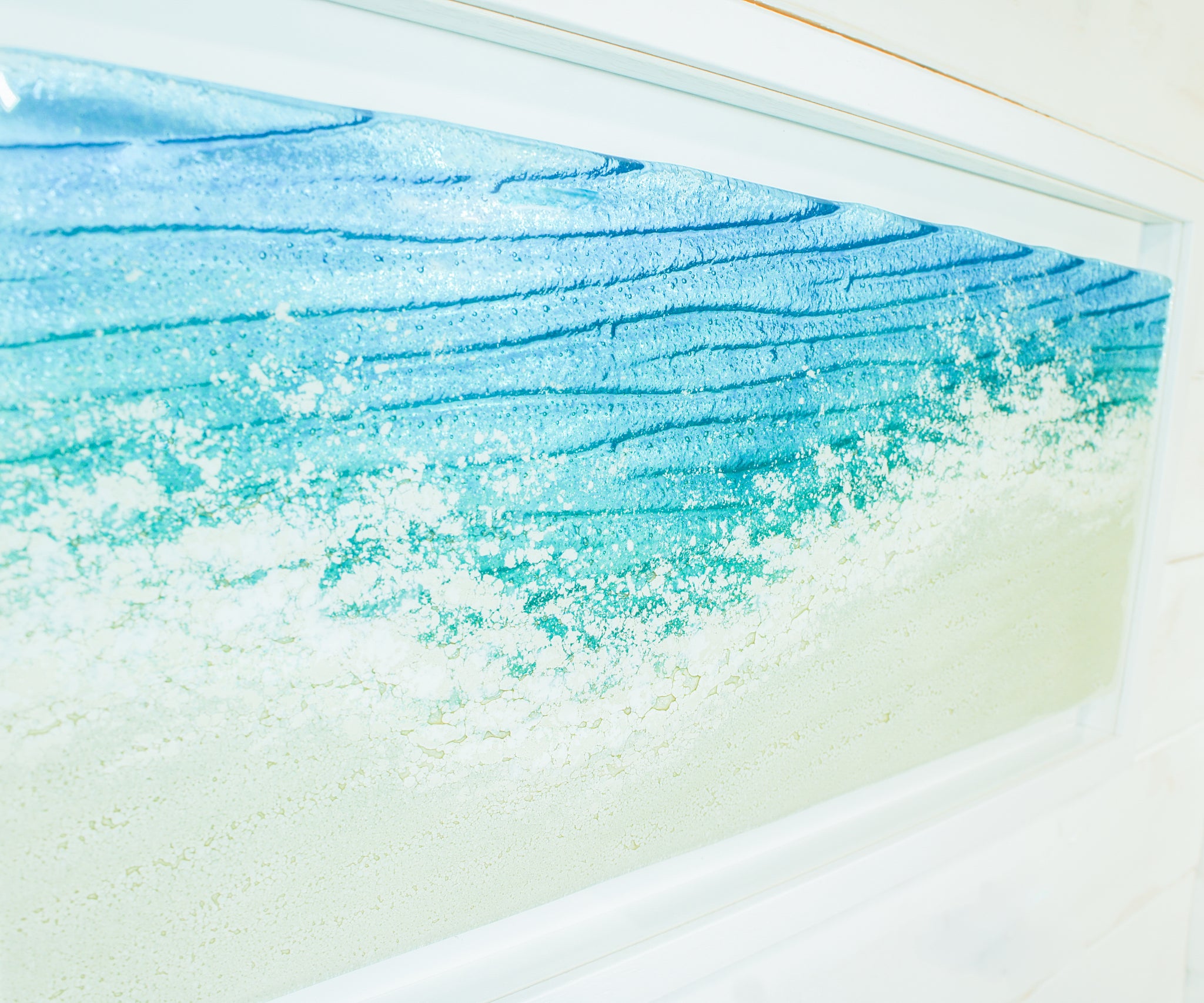 Large Landscape Paradise Fused Glass Wall Art Frame - 60x30cm(12x23 1 ...