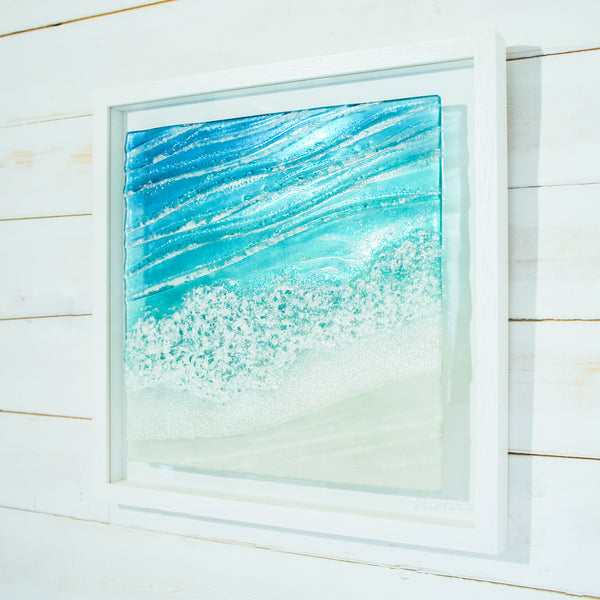 Toe Tickling Tide Square - Large Fused Glass Wall Art Frame - 45x45cm ...