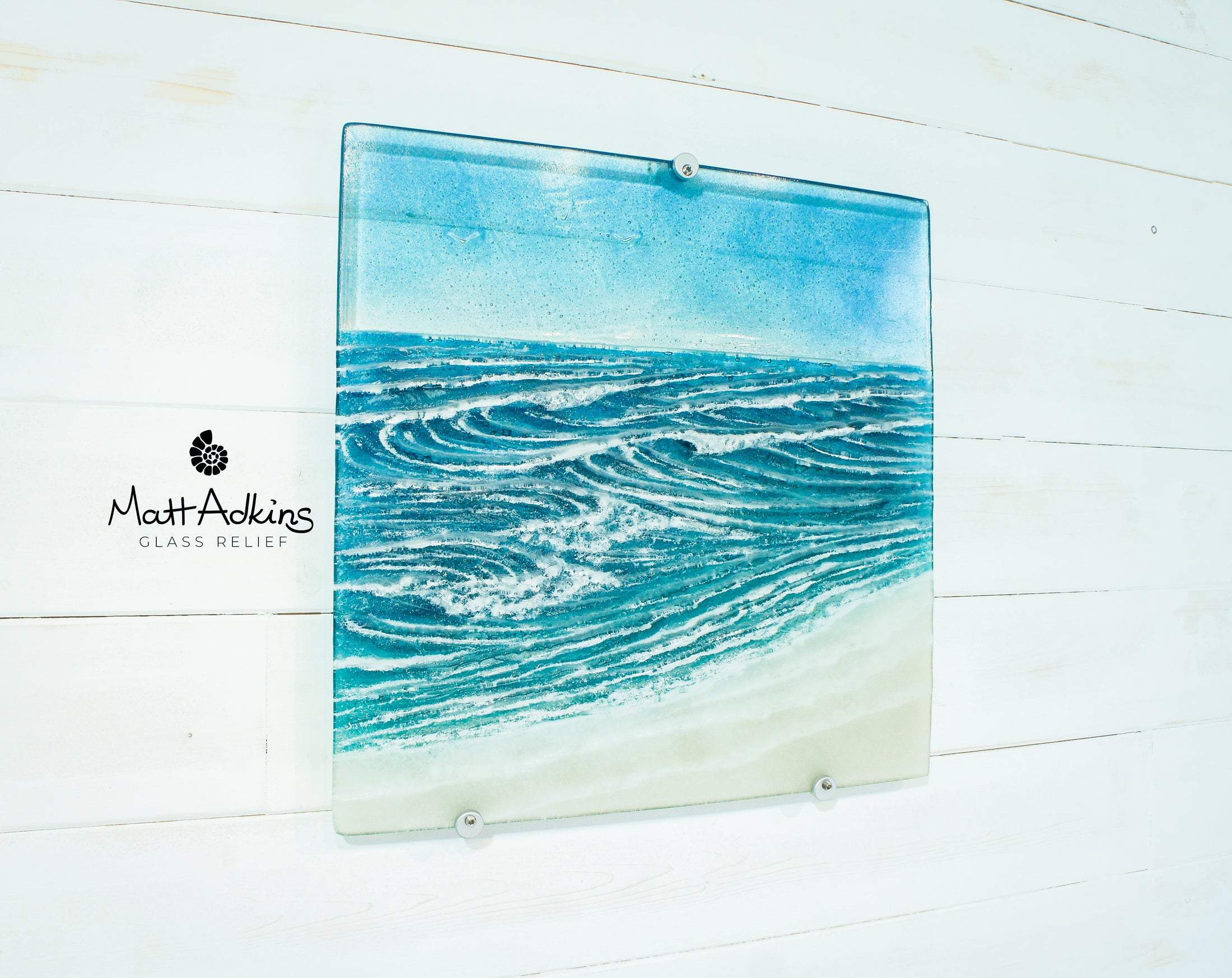 Coastal Wave Panel - Square - 40x40cm (16"x16") with fixings – Matt ...