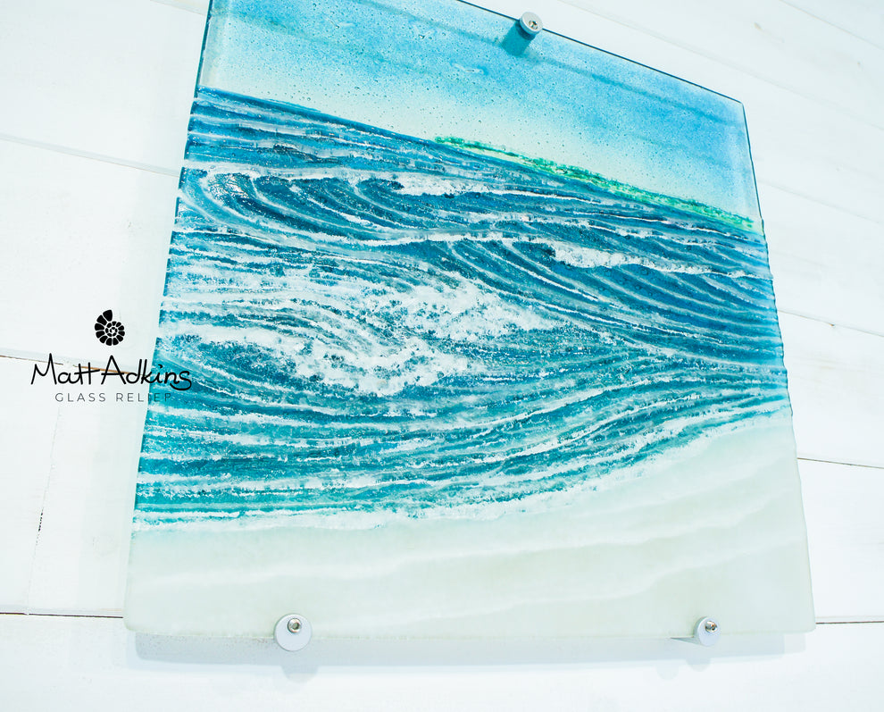 Coastal Wave Panel with Land - Large - 40x40cm (16"x16") with fixings ...