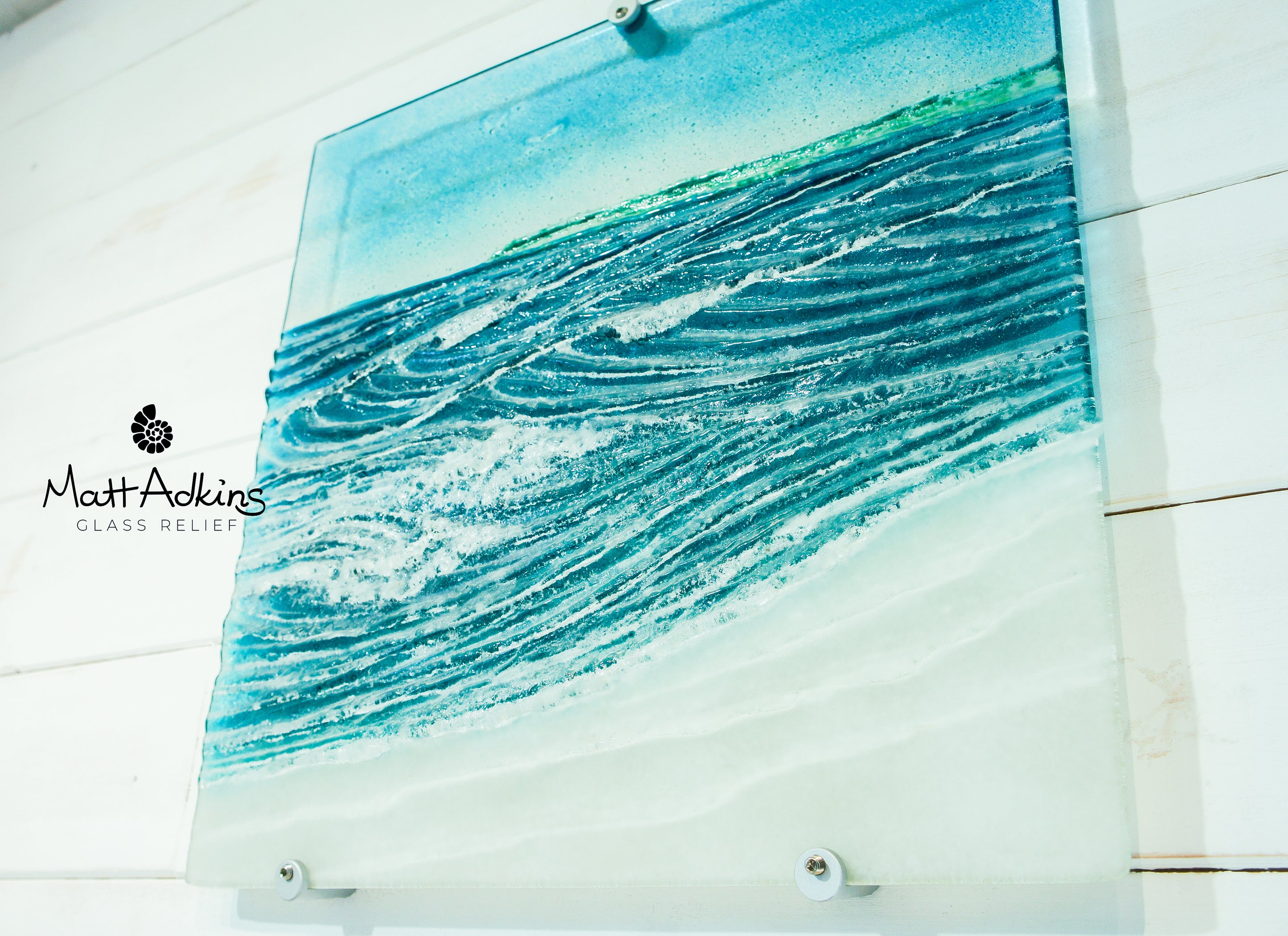 Coastal Wave Panel with Land - Large - 40x40cm (16"x16") with fixings ...
