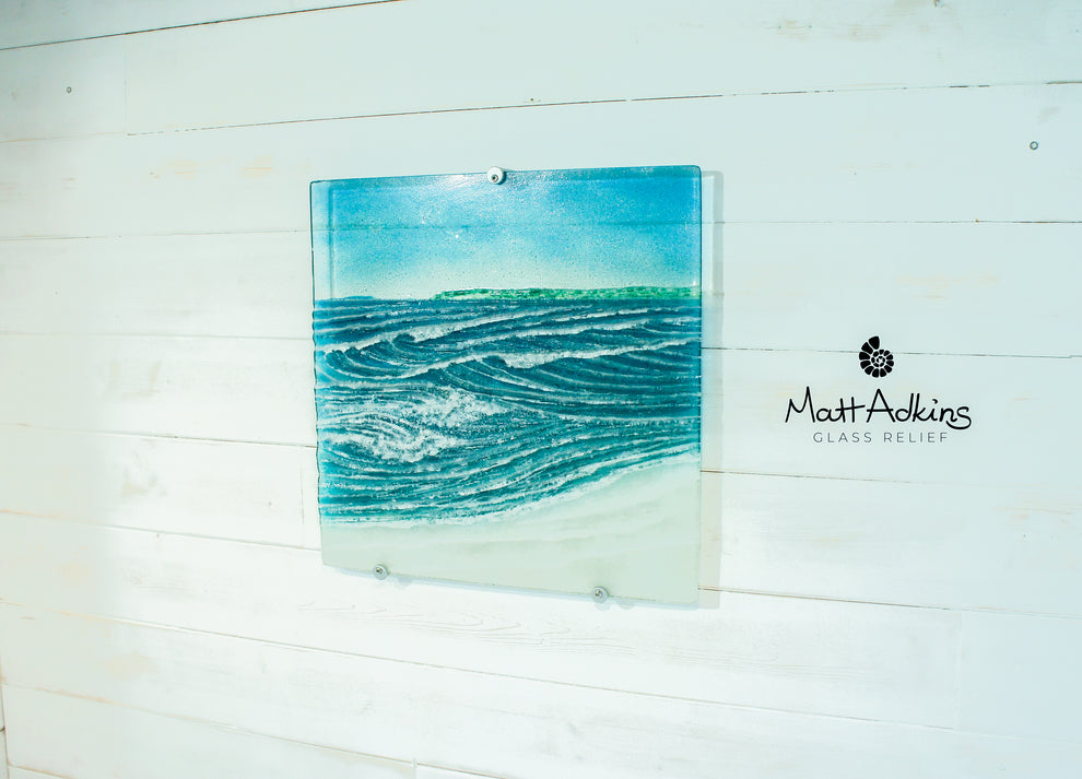 Coastal Wave Panel with Land - Large - 40x40cm (16"x16") with fixings ...
