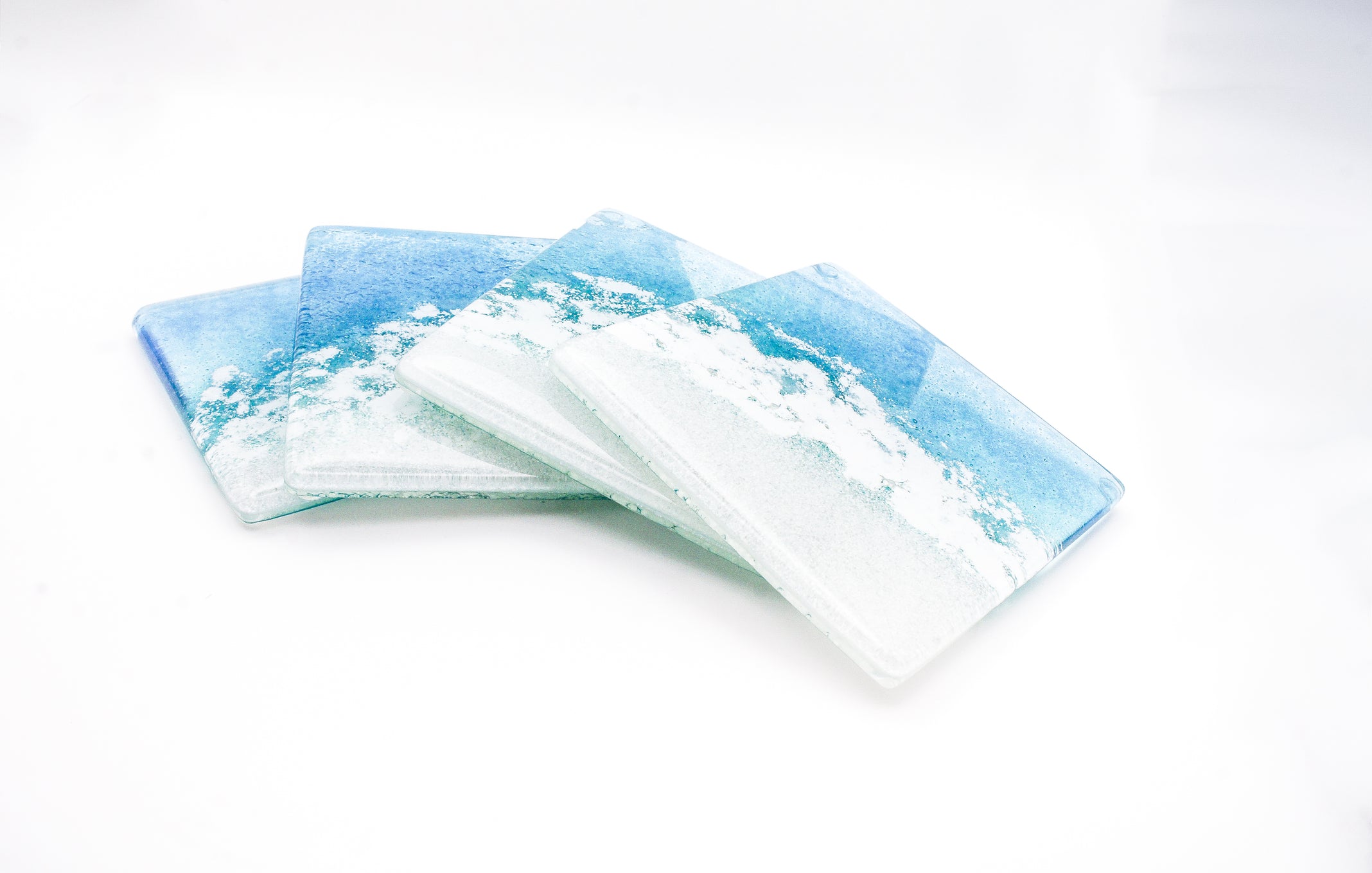 Handmade fused glass Dorset wave glass bespoke wall art splashback ...